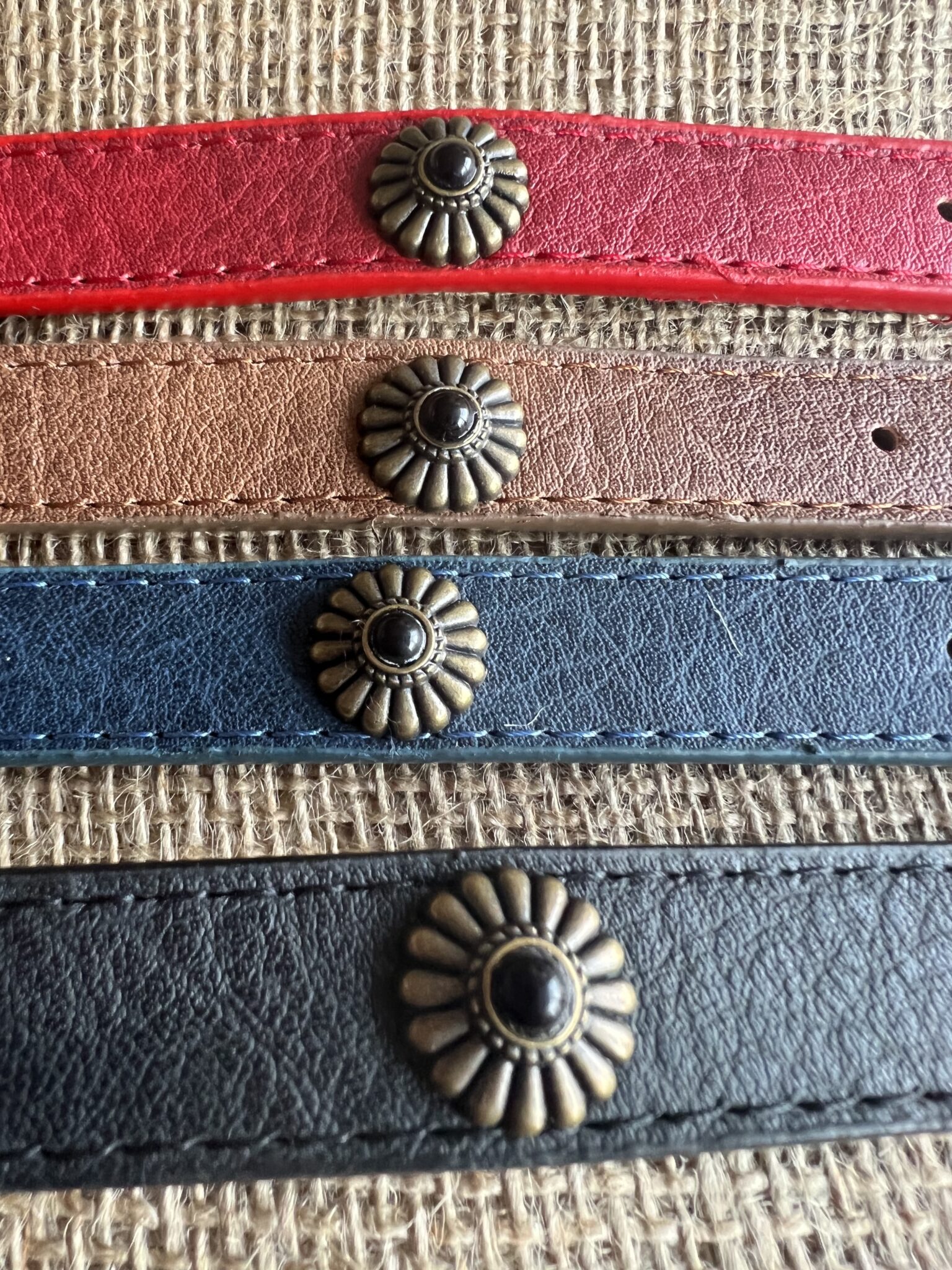 Dog Collar with Brass Metal Accessory with Black Gem - Styley Pets